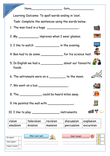 Words Ending in - 'sion' / 'ssion' - PowerPoint Lesson and 21 ... Words Ending in - 'sion' / 'ssion' - PowerPoint Lesson and 21 ...