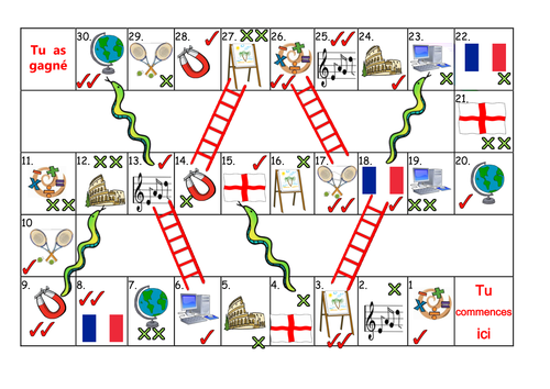 FRENCH - School Subjects - Les Matières Scolaires BOARD GAMES ...