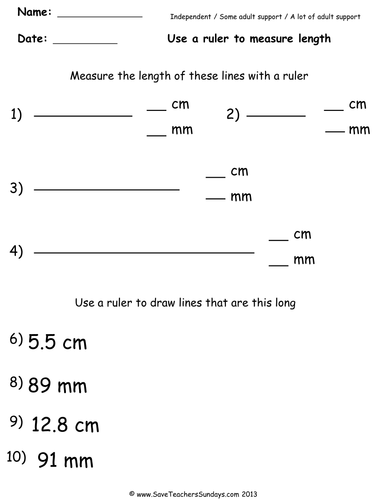 Measuring Lines KS1 Worksheets, Lesson Plans and PowerPoint by ...