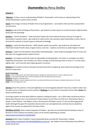 Ozymandias by Percy Shelley | Teaching Resources