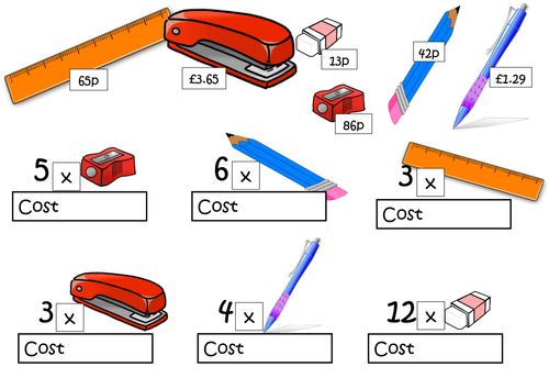 Multiplying Amounts of Money | Teaching Resources