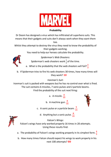 Marvel Probability | Teaching Resources