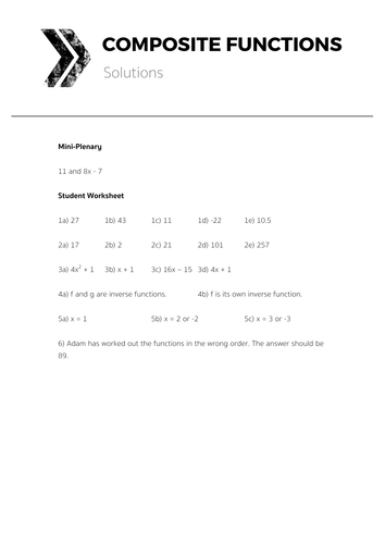 Composite Functions - Complete Lesson | Teaching Resources