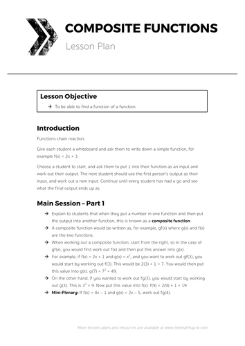 Composite Functions - Complete Lesson | Teaching Resources