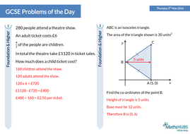 GCSE Problem Solving Questions of the Day - 5th May | Teaching Resources