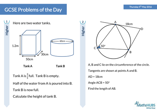 GCSE Problem Solving Questions of the Day - 5th May | Teaching Resources