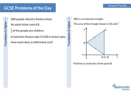 GCSE Problem Solving Questions of the Day - 5th May | Teaching Resources