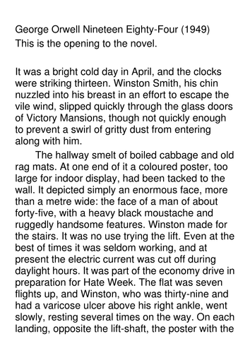 AQA GCSE English Language 1984 Extract | Teaching Resources