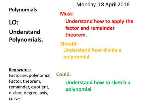 Polynomials | Teaching Resources