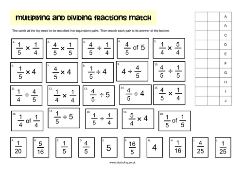 Multiplying & Dividing Fractions Activity Pack by - UK Teaching ...