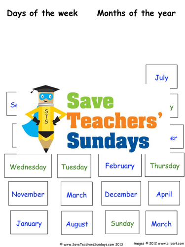 Sequencing Days, Months and using a Calender KS1 Worksheets, Lesson ...