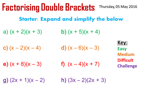 Factorising Double Brackets - Differentiated | Teaching Resources Factorising Double Brackets - Differentiated | Teaching Resources