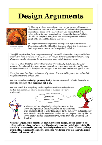 Design Argument | Teaching Resources