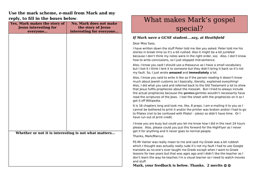Mark's Gospel | Teaching Resources