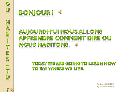 PPt où habites-tu, Encore Tricolore 1, unité 2 | Teaching Resources