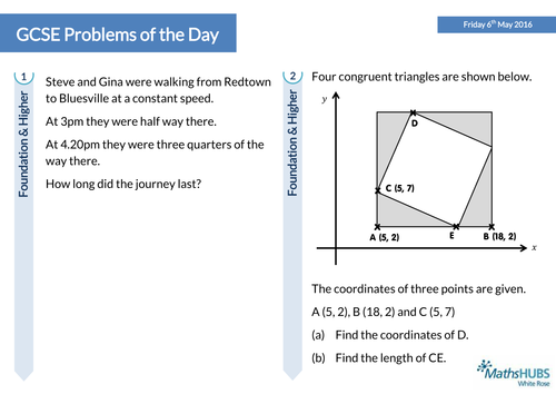 GCSE Problem Solving Questions of the Day - 6th May | Teaching Resources