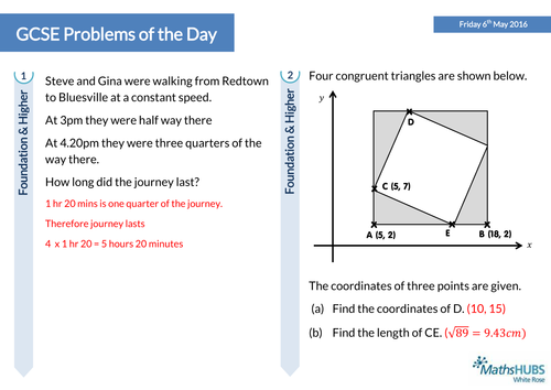 GCSE Problem Solving Questions of the Day - 6th May | Teaching Resources