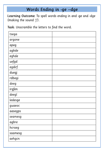 dge / ge Words | Teaching Resources