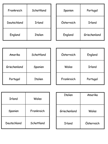 Bingo Countries - German | Teaching Resources