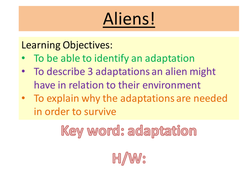 Alien Adaptations with built in progress checks | Teaching Resources