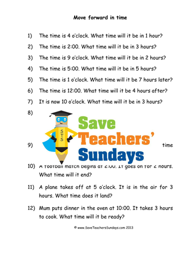 Adding Time KS1 Worksheets, Lesson Plans and PowerPoint: | Teaching ...