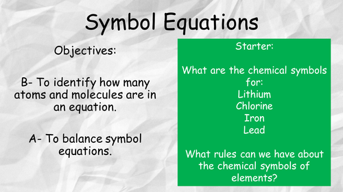 Balancing Symbol Equations | Teaching Resources