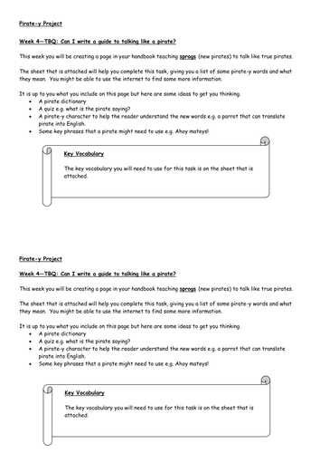 Pirates! Homework Project 5 weeks | Teaching Resources
