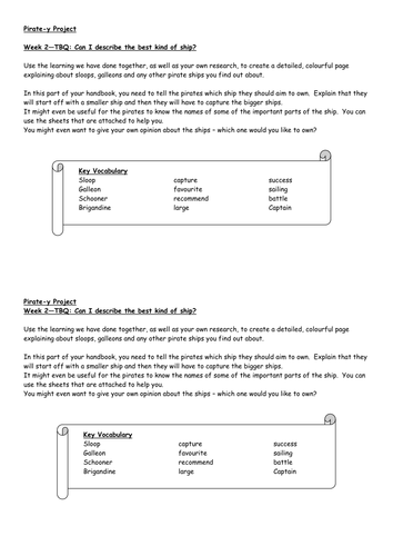Pirates! Homework Project 5 weeks | Teaching Resources