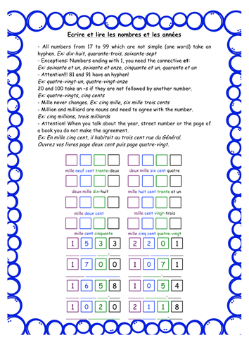 Les NOMBRES et les ANNÉES - FRENCH {EDITABLE} - all textbooks ...