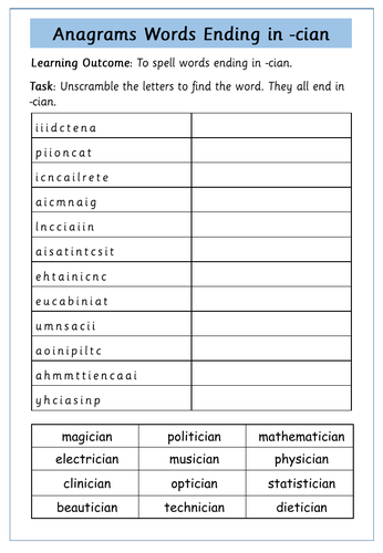 cian suffix - PowerPoint Lesson and Worksheets | Teaching Resources