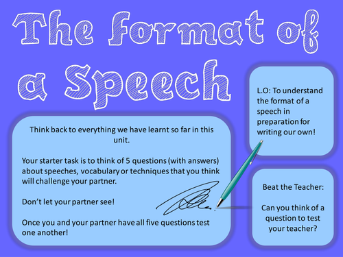 Detailed Lesson by Lesson Speeches SOW | Teaching Resources