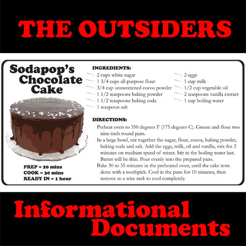 OUTSIDERS Sodapop's Cake Recipe - Non-Fiction Docs | Teaching Resources
