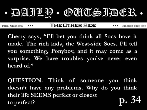 OUTSIDERS Journal - Quickwrite Writing Prompts - PowerPoint | Teaching ...