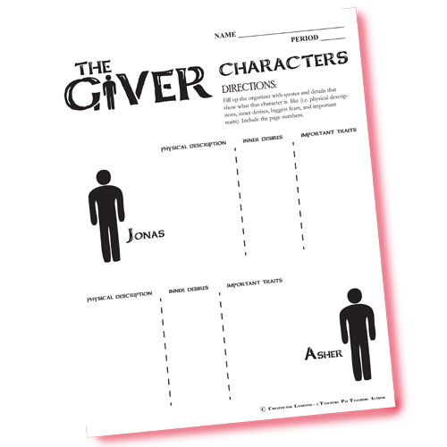 GIVER Characters Organizer (by Lois Lowry) | Teaching Resources
