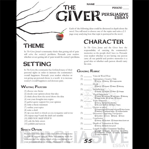 GIVER Essay and Speech (Persuasive) | Teaching Resources
