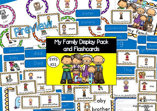 All About Me - My Family Display Pack and Flashcards (EYFS/KS1 ...