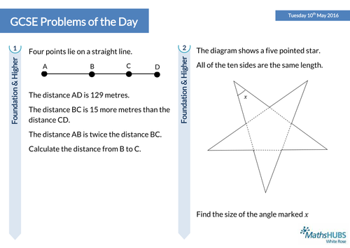 GCSE Problem Solving Questions of the Day - 10th May | Teaching Resources