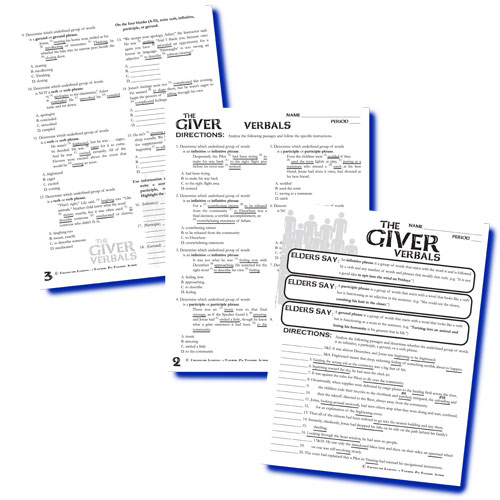GIVER Verbals (Infinitives, Participles, Gerunds) Activity and ...