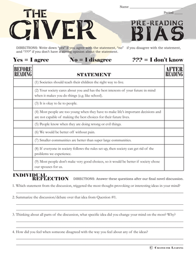 GIVER Unit Teaching Package (by Lois Lowry) | Teaching Resources