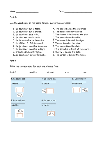 French prepositions | Teaching Resources