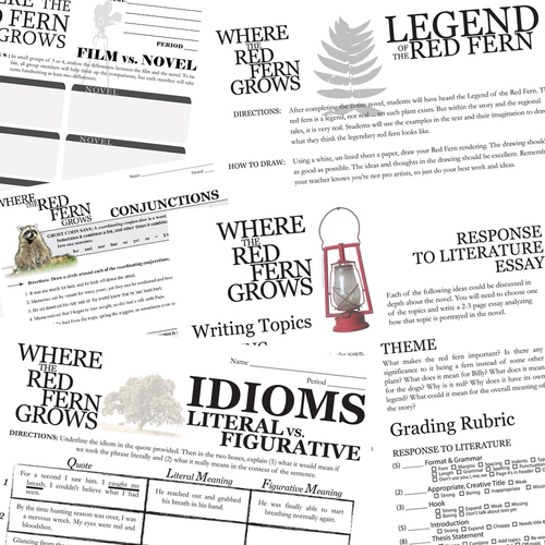 WHERE THE RED FERN GROWS Unit Teaching Package | Teaching Resources