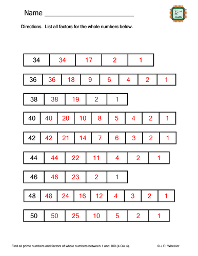 Finding Factors and Multiples | Teaching Resources