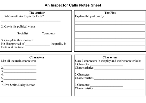 An Inspector Calls 3 Lessons + Worksheets | Teaching Resources