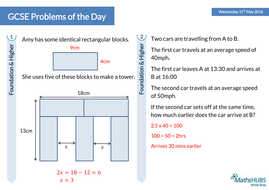 GCSE Problem Solving Questions of the Day - 11th May | Teaching Resources