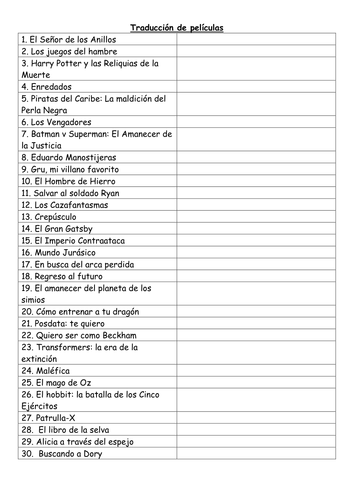 Spanish film titles and Disney quiz | Teaching Resources