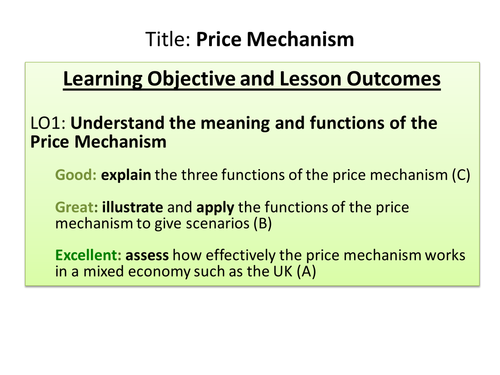 Price Mechanism | Teaching Resources
