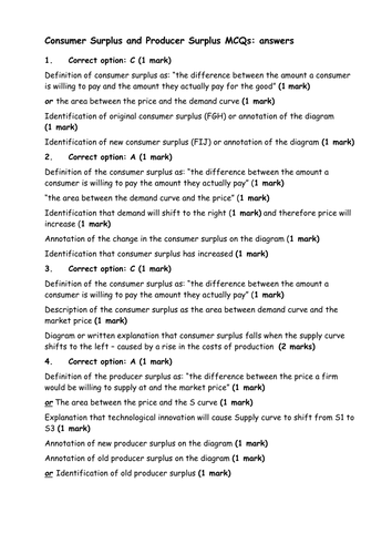 Consumer and Producer Surplus | Teaching Resources