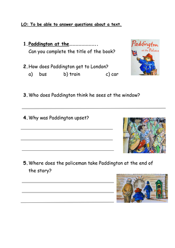 Paddington at the Palace Comprehension | Teaching Resources