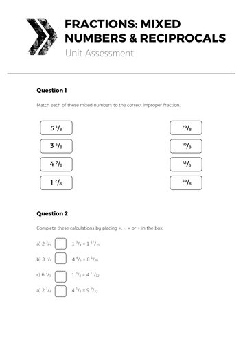 Fractions: Mixed Numbers & Reciprocals - Complete Unit of Work ...