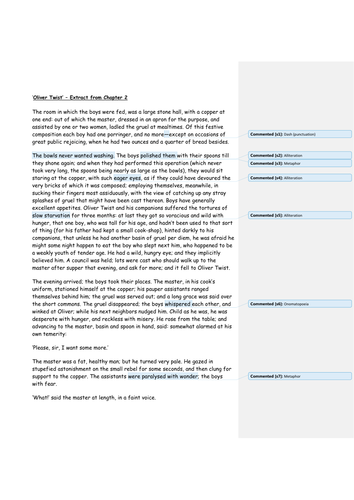 Language analysis-Oliver Twist extract | Teaching Resources